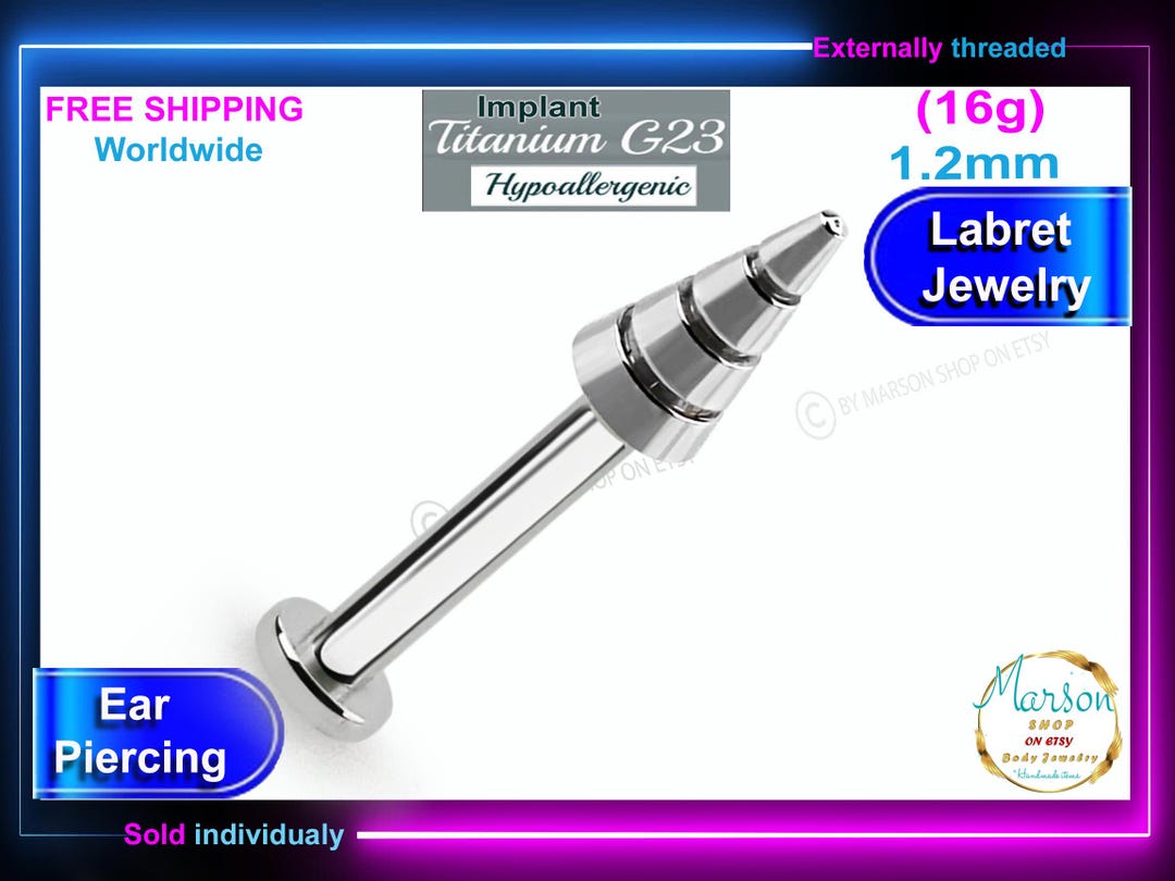 Labret Piercing, 16g, 1.2mm, Long Spike, Medusa Piercing, Three Layered ...