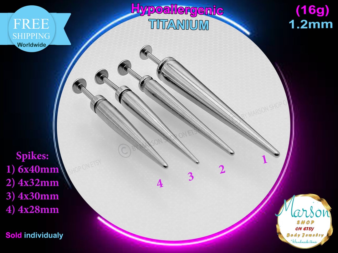 Labret Barbell With Long Spike, Body Piercing Jewelry, TITANIUM, 16g ...