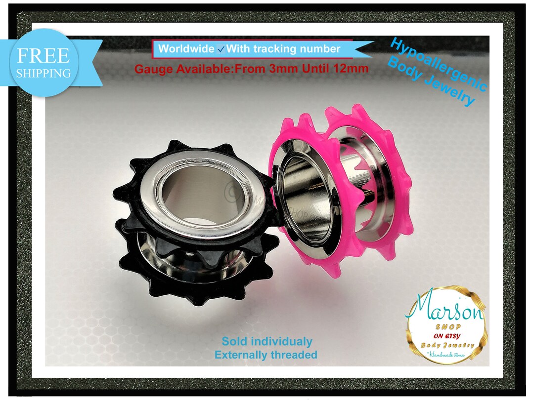 Ear Flesh Tunnel, High Polished Surgical Steel Screw-fit, With Two ...