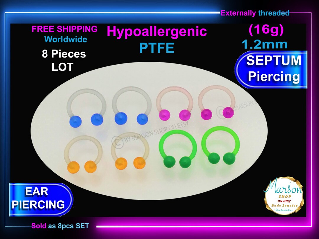 Set, Bulk, Ptfe, Acrylic, Body Piercing Jewellery, 1.2mm, (16g). Good ...