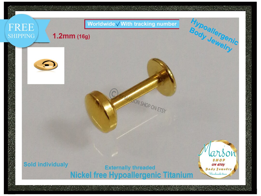 Labret, Half Ball Disc, 16g TITANIUM, Body Jewelry, Nose, Cheek ...