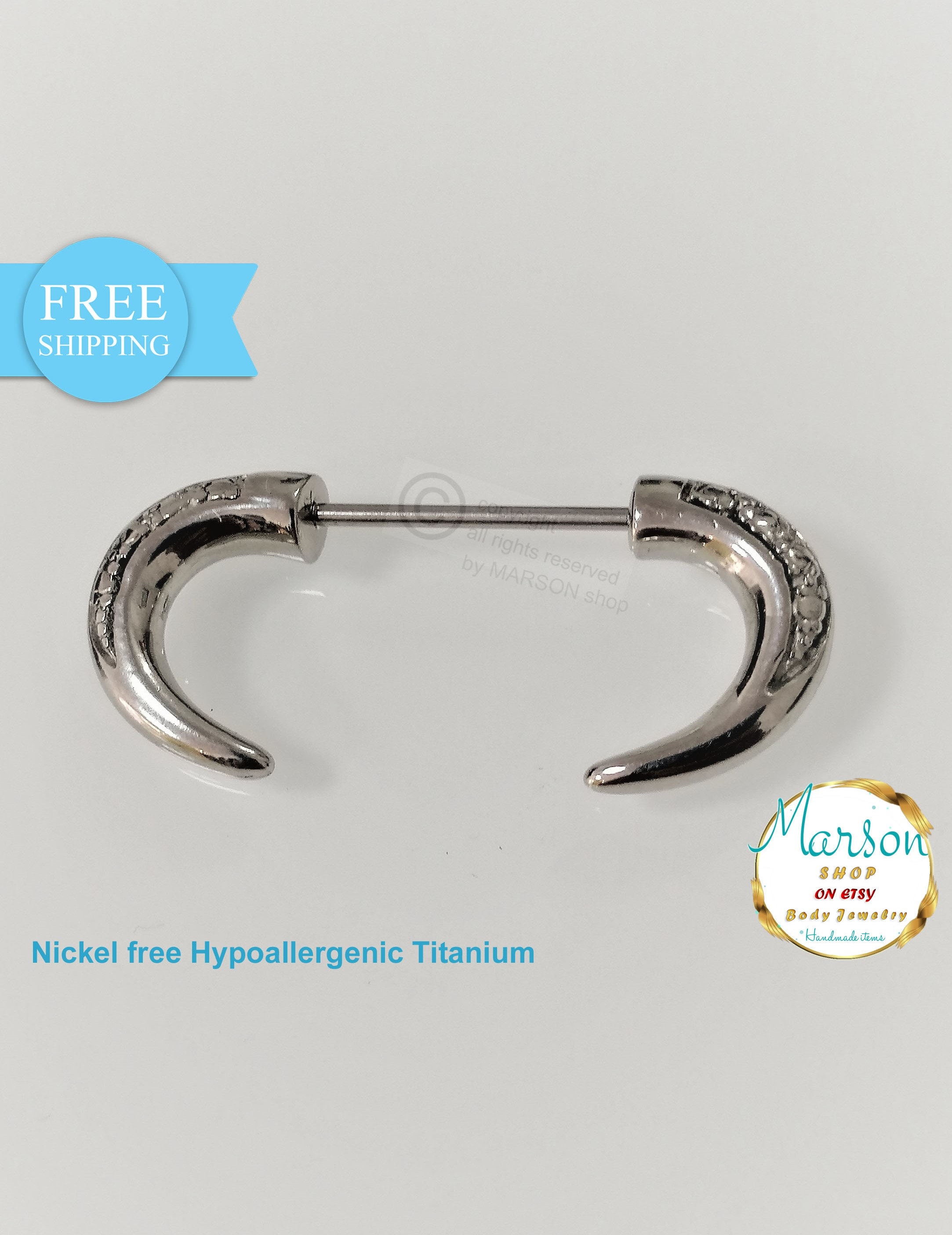 Nipple EXTREME Horns Barbell Curved Spikes.16g Titanium Nickel Free ...