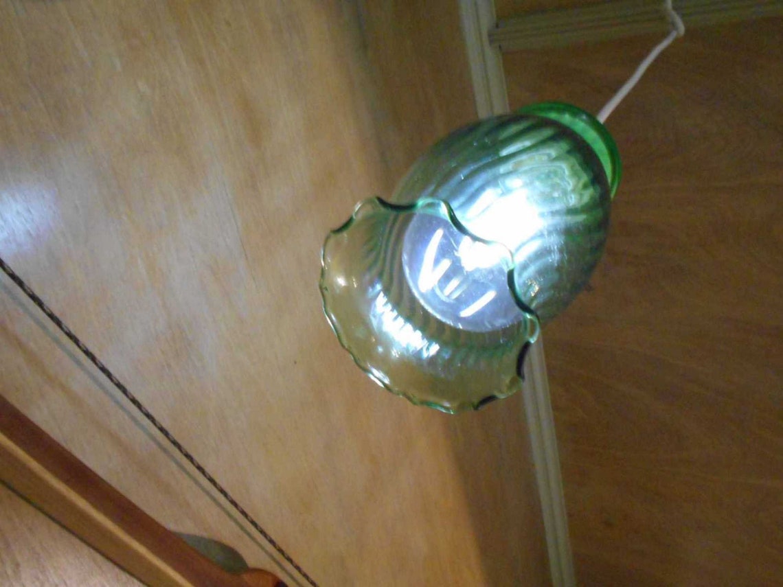 Glass Pendant Ceiling Light, With a Green Glass Shade - Etsy