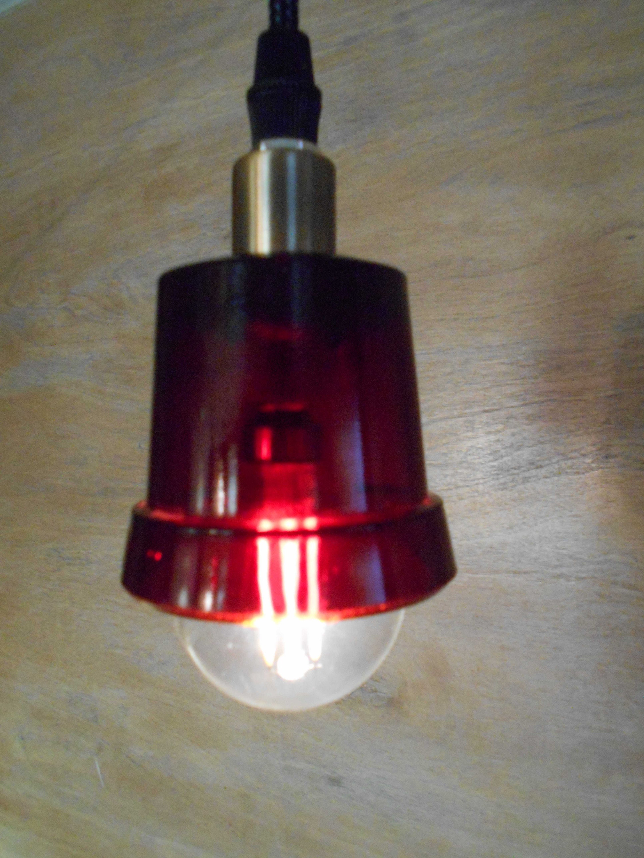 Pendant Ceiling Light, With a Red Glass Shade - Etsy