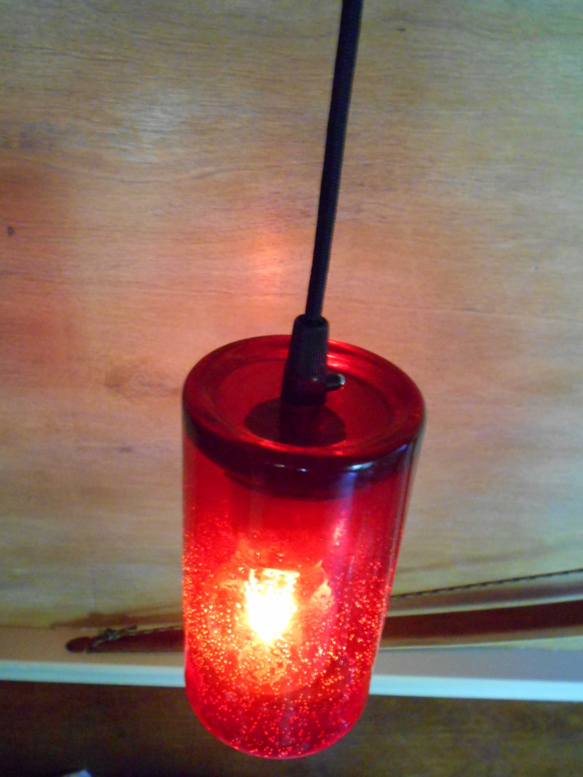 Glass Pendant Ceiling Light, With a Red Glass Shade - Etsy
