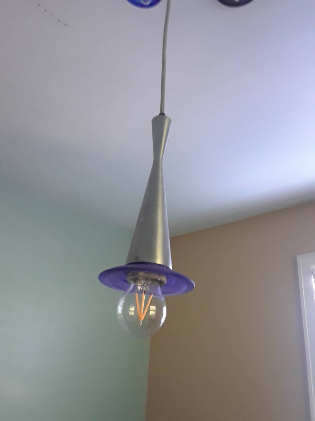 Mid Century Modern Blue Pendant Ceiling Light Fixture - Etsy
