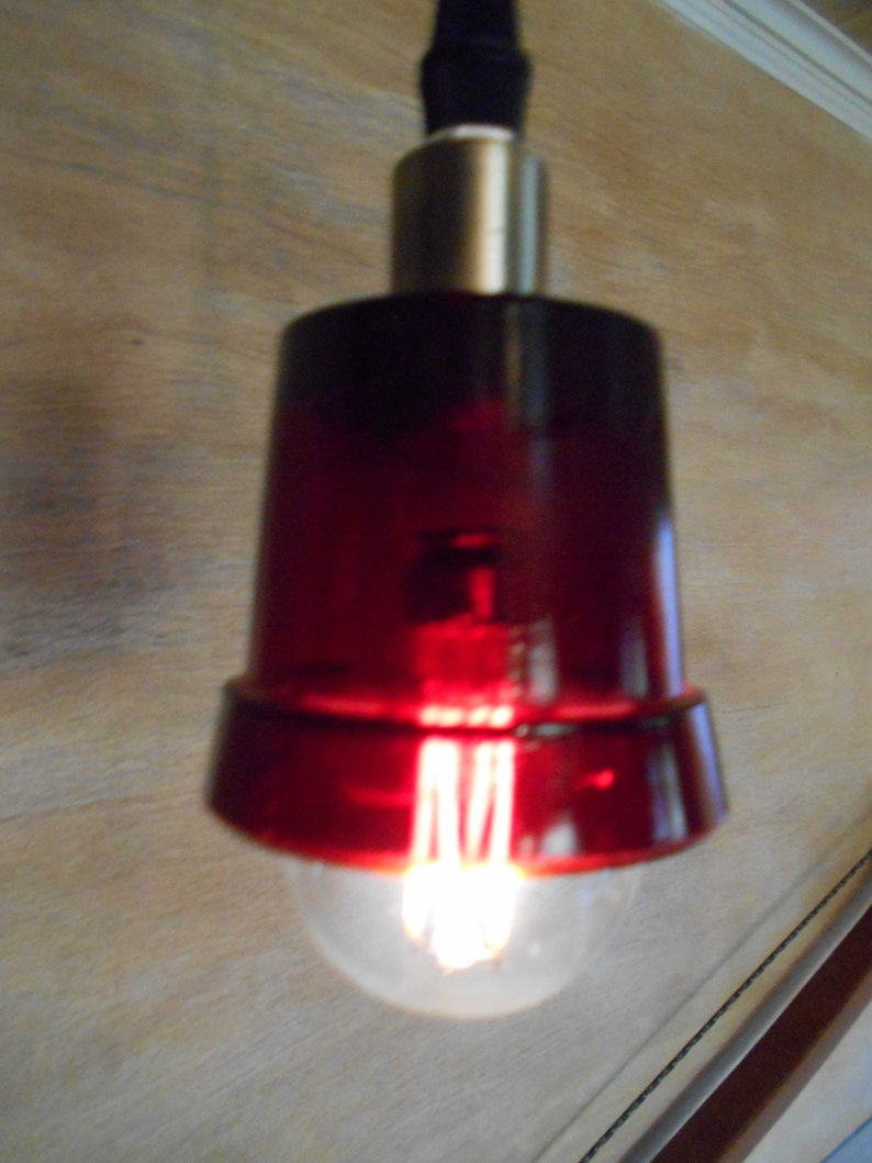 Pendant Ceiling Light, With a Red Glass Shade - Etsy
