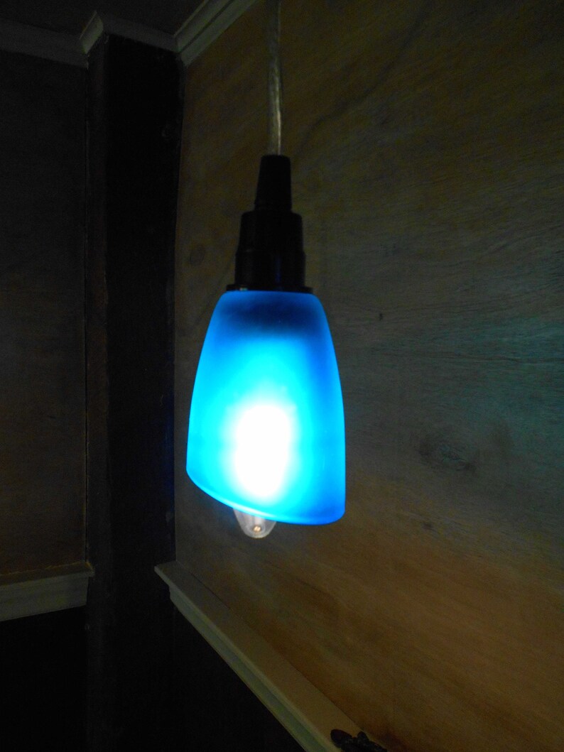 Modern Dark Blue Glass Pendant, Ceiling Light Fixture 4x1.5 Inch - Etsy