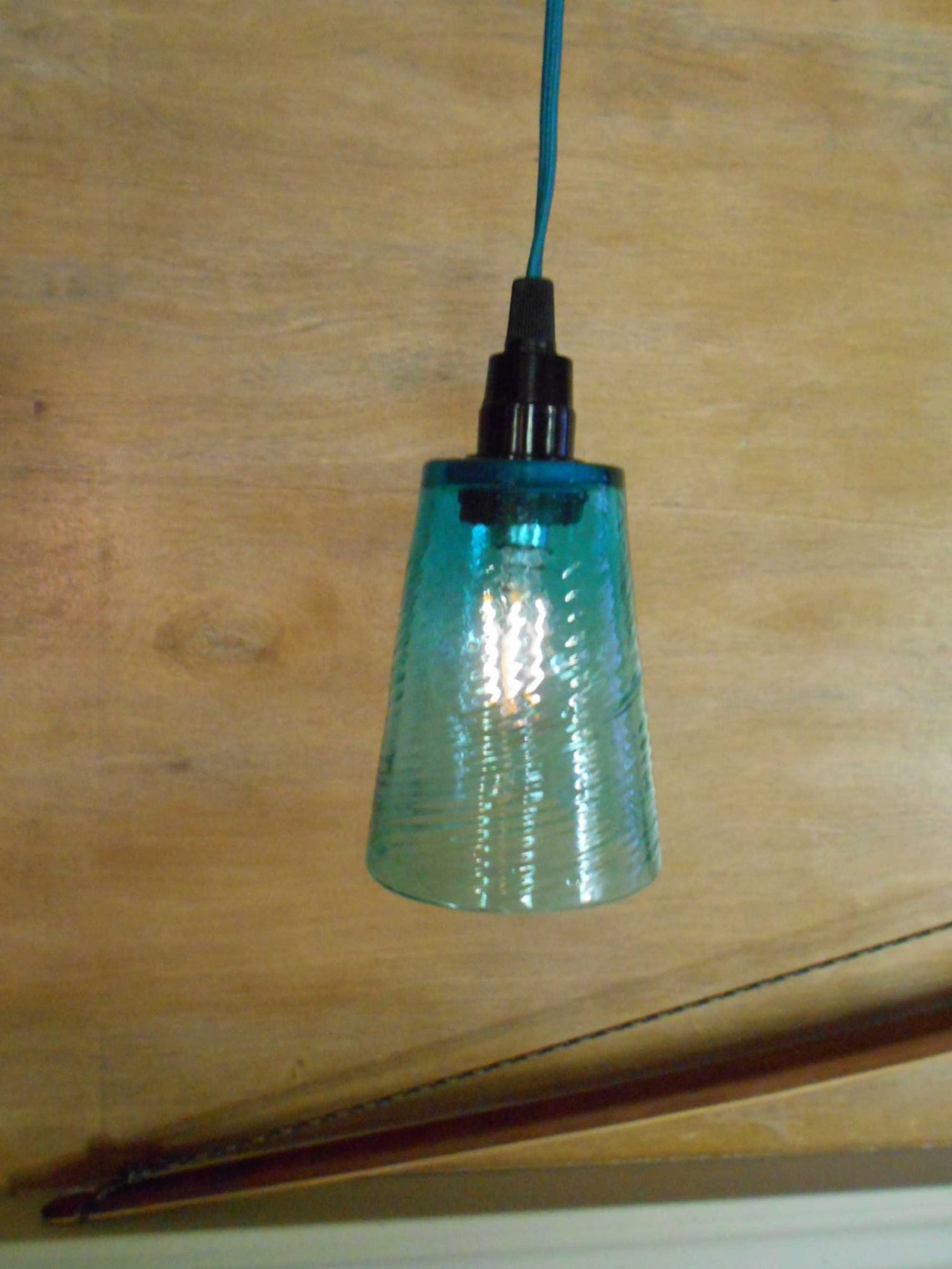 Glass Pendant Ceiling Light, With an Aqua Green Drinking Glass Shade - Etsy