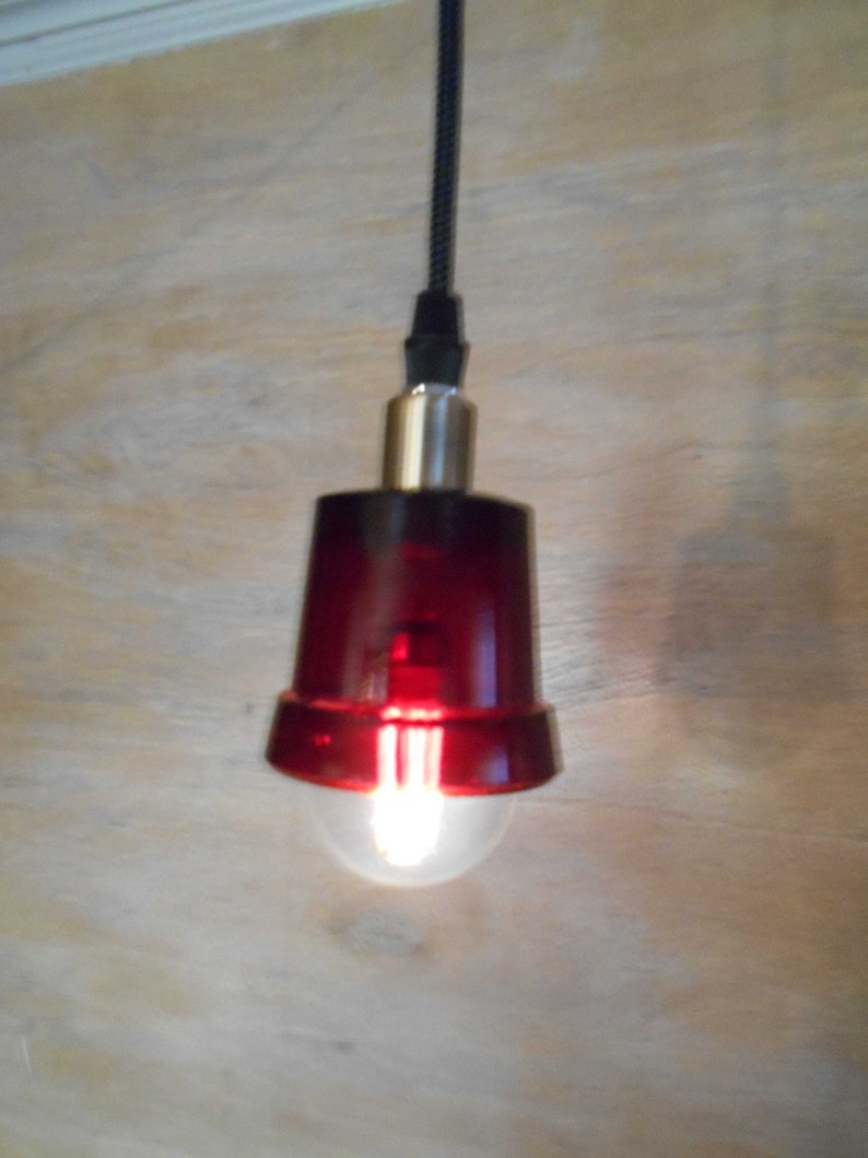 Pendant Ceiling Light, With a Red Glass Shade - Etsy