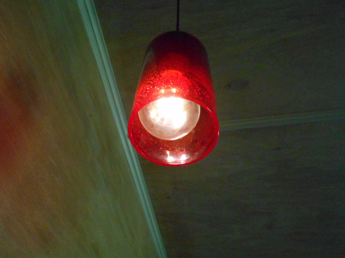 Glass Pendant Ceiling Light, With a Red Glass Shade - Etsy