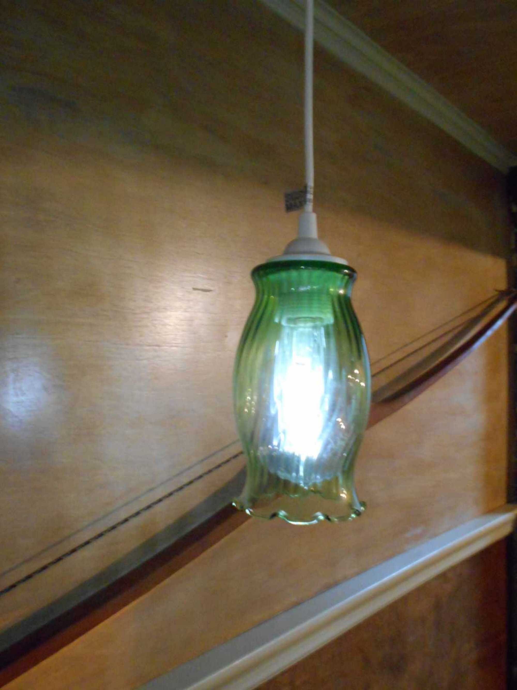 Glass Pendant Ceiling Light, With a Green Glass Shade - Etsy