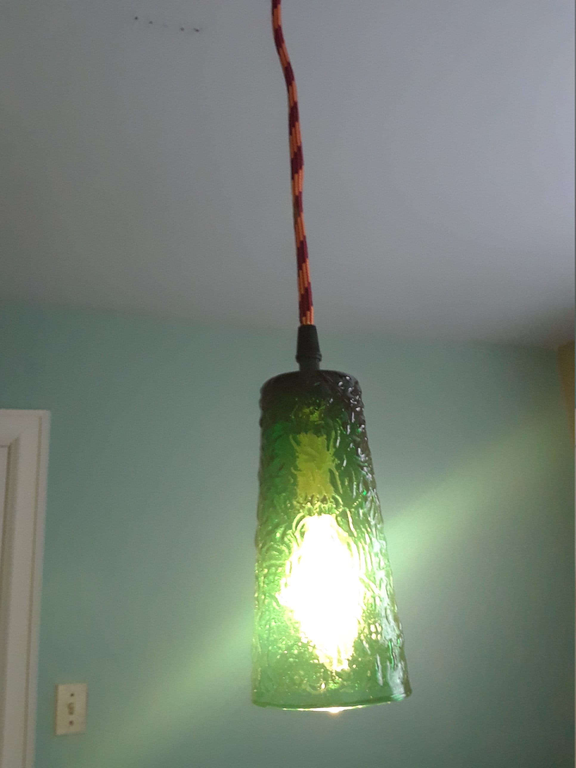Glass Pendant Ceiling Light, With a Green Drinking Glass Shade - Etsy