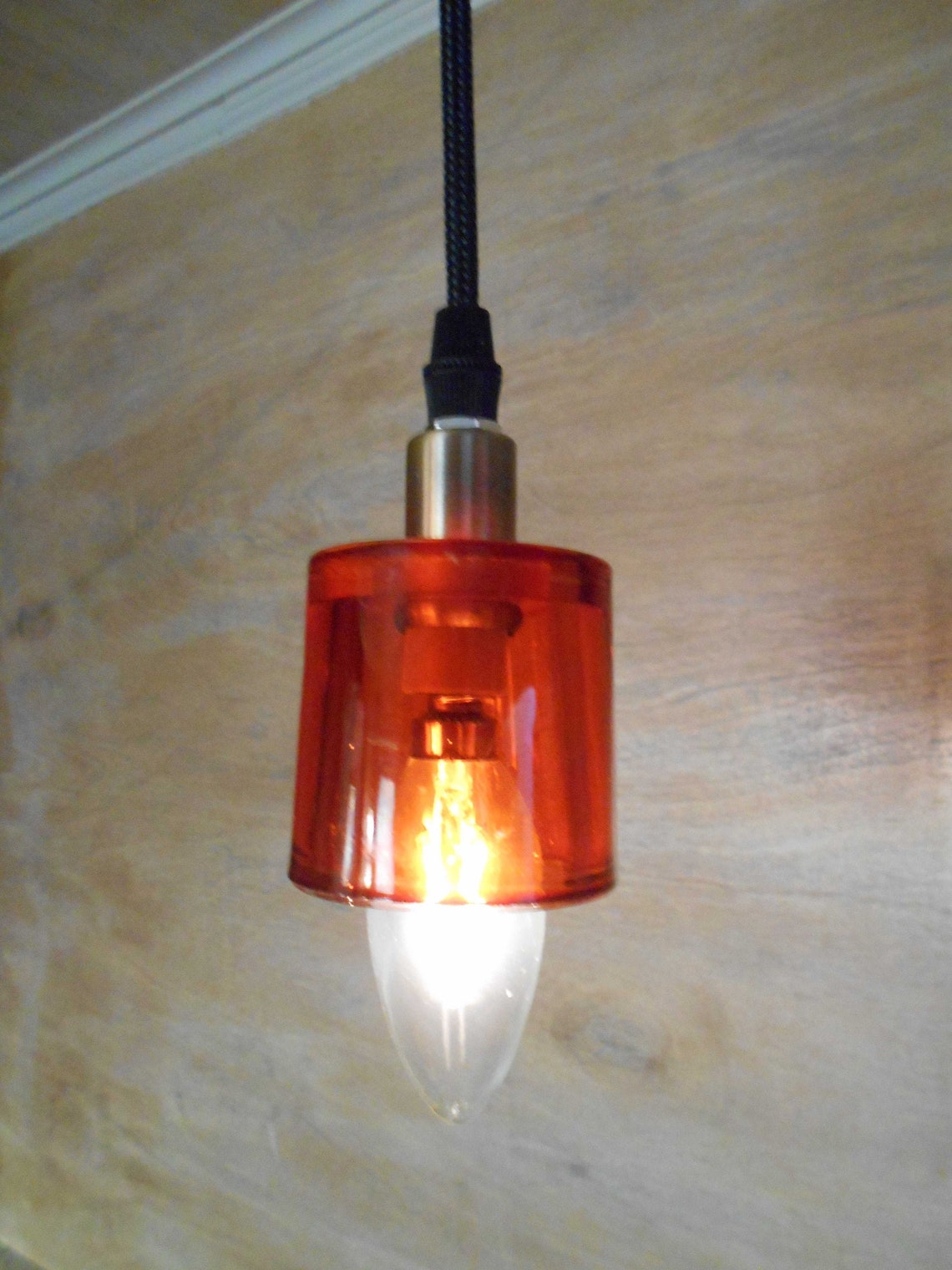 Pendant Ceiling Light, With a Orange Glass Shade - Etsy