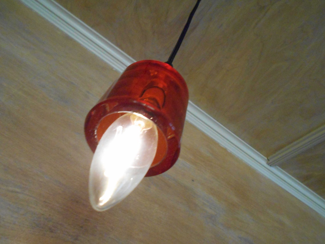 Pendant Ceiling Light, With a Orange Glass Shade - Etsy