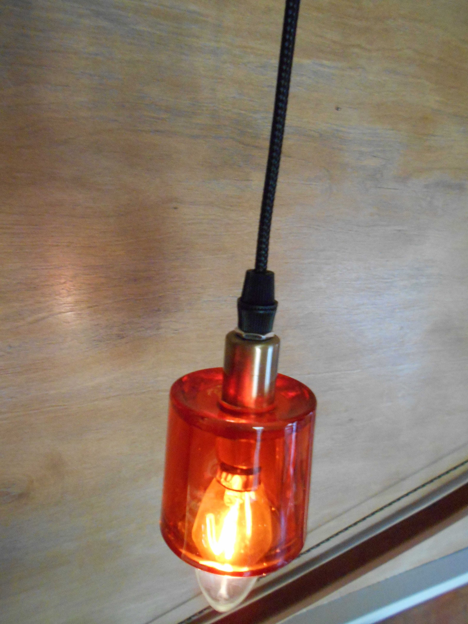Pendant Ceiling Light, With a Orange Glass Shade - Etsy
