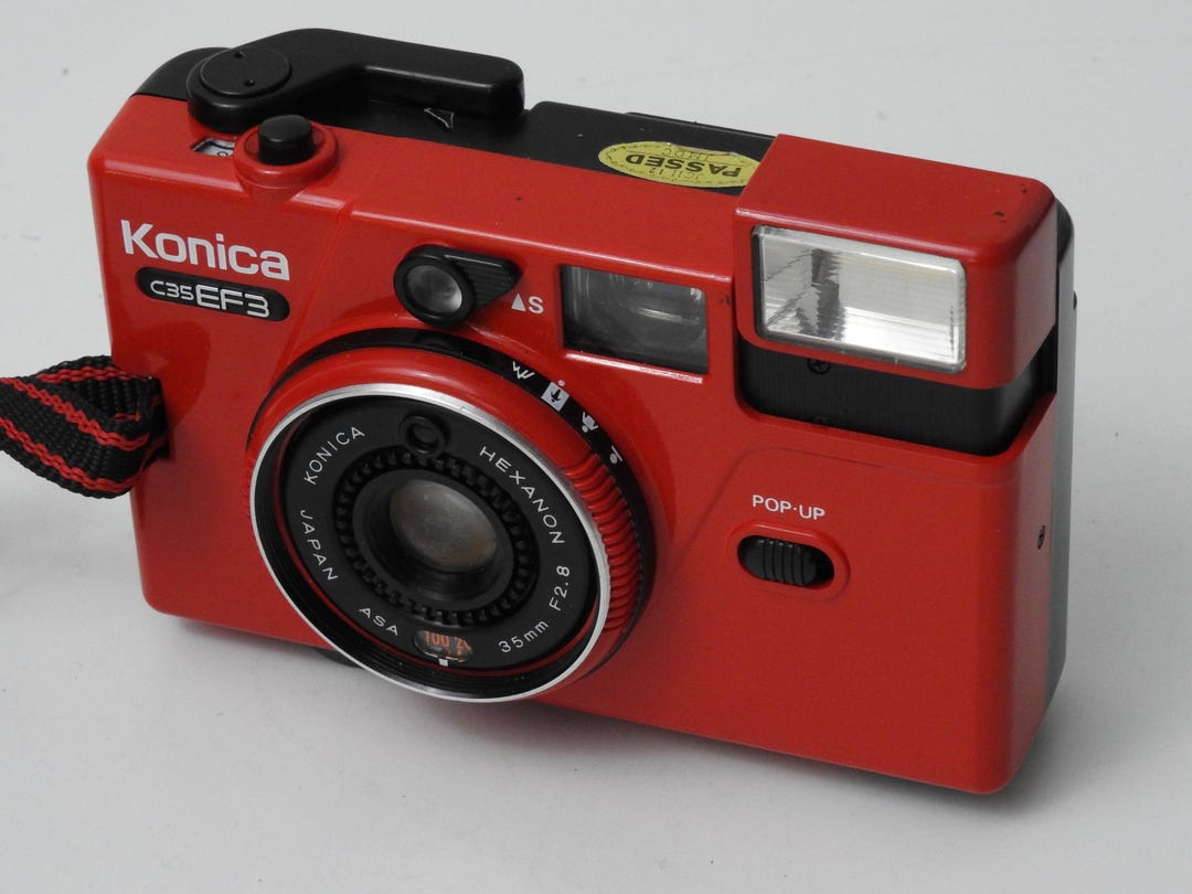 Konica C35EF3 Tomato Red Compact Film Camera With Hexanon 35mm F 2.8 ...