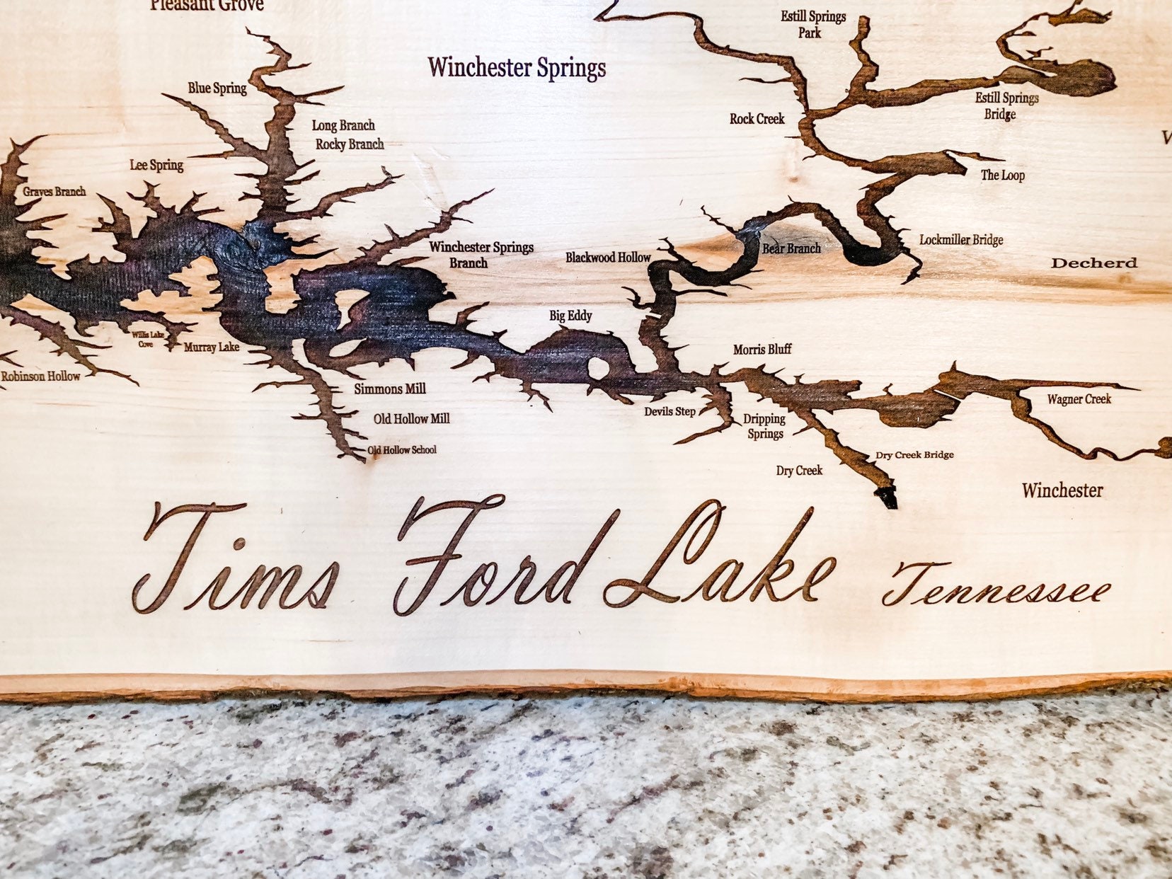Live Edge Engraved Lake Map - Etsy