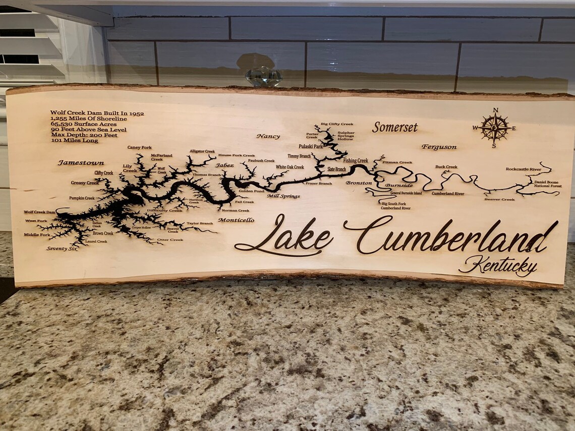 Live Edge Engraved Lake Map - Etsy
