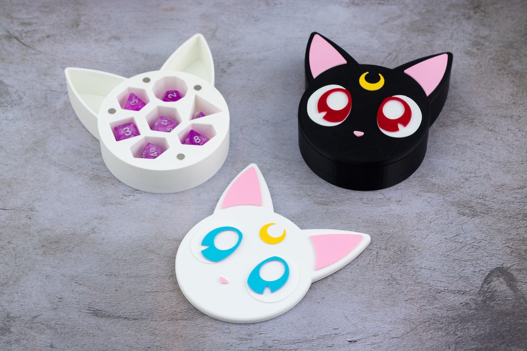 Cat Shaped Dice Box With Magnetic Lid | Storage for a Set of Polyhedral ...