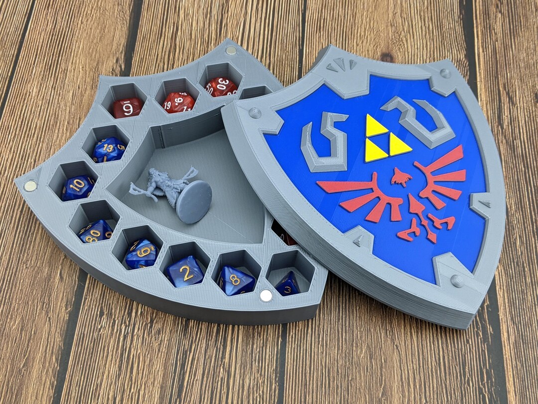 Hylian Dice Holding Shield | Dice Included! | Magnetic Lid Roll Tray ...