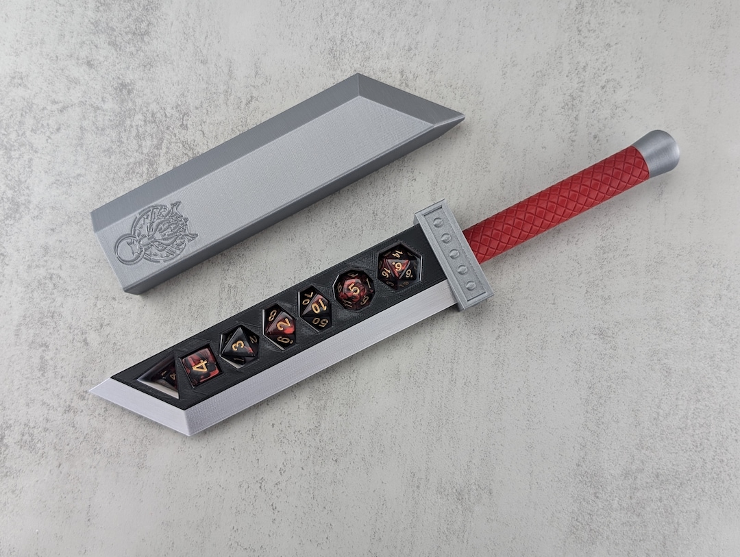 Buster Dice Sword | Dice Included! | Storage for a 7-die Set of TTRPG ...