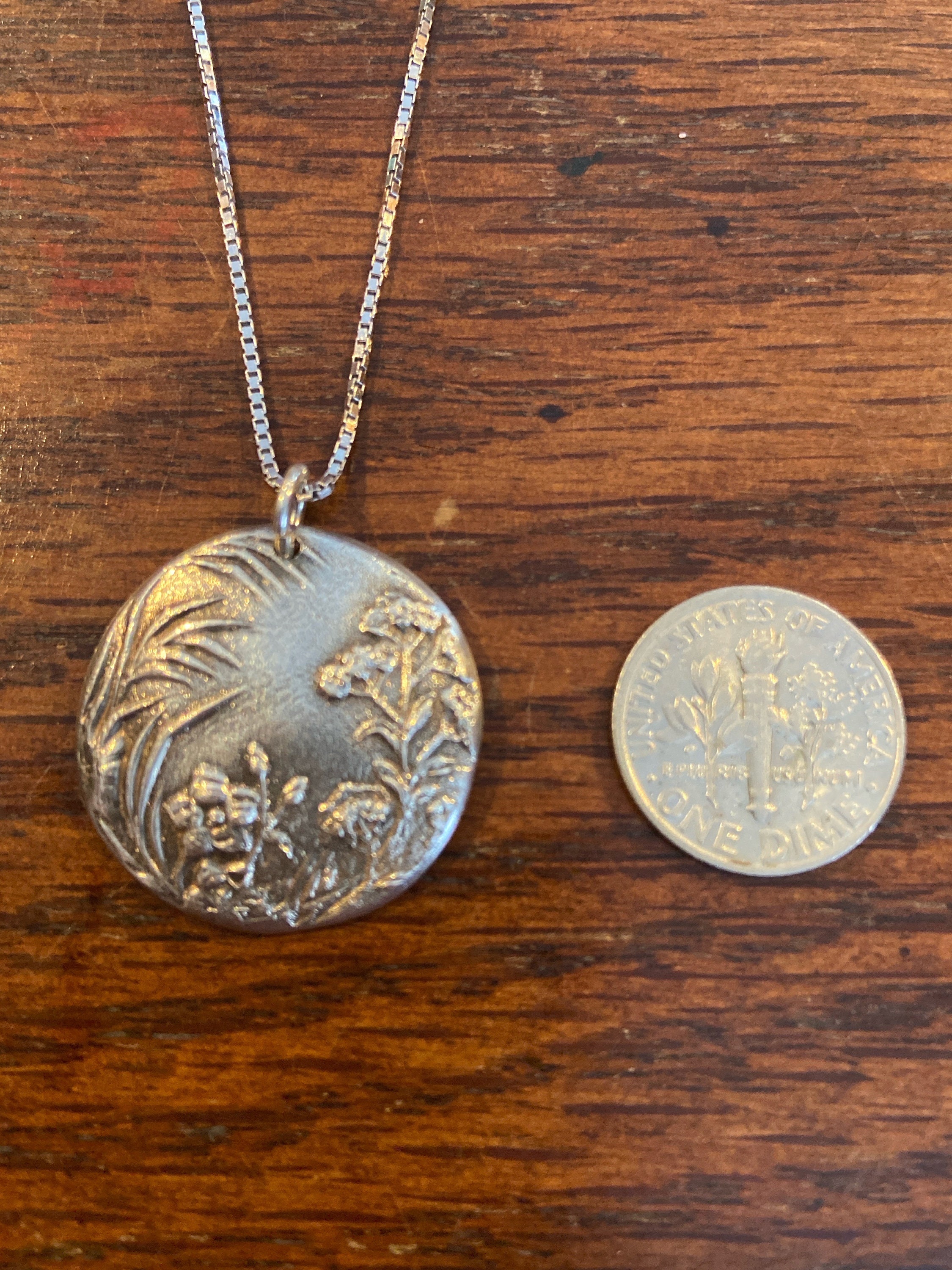 Fine Silver Floral Pendant~necklace - Etsy