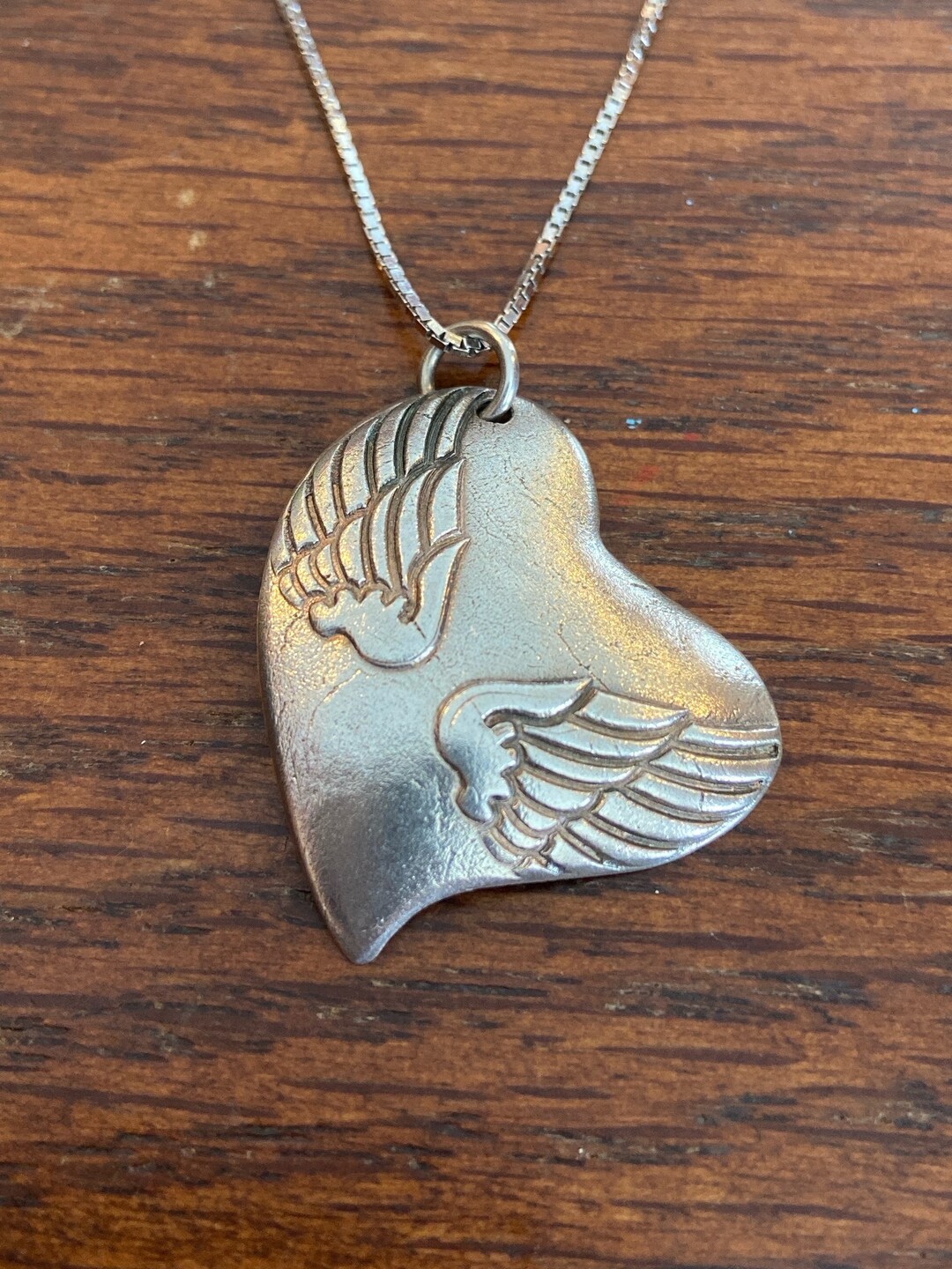Fine Angel Wings Heart Pendant~necklace - Etsy