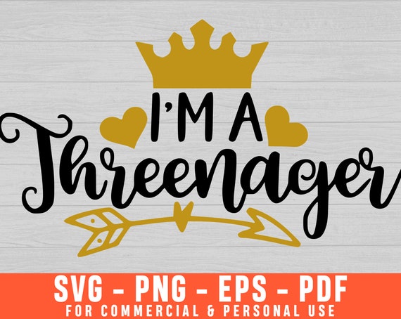 Art & Collectibles Drawing & Illustration I'm A Threenager Svg Kids ...