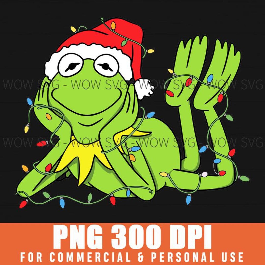 Funny Kermit the Frog Christmas Lights Santa Hat Clip Art - Etsy