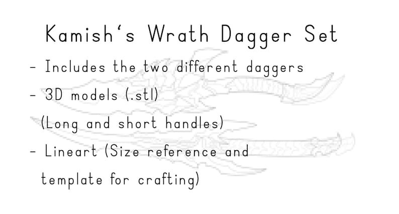 Kamish's Wrath Daggers - 3D Models and Lineart DIGITAL FILE - Etsy