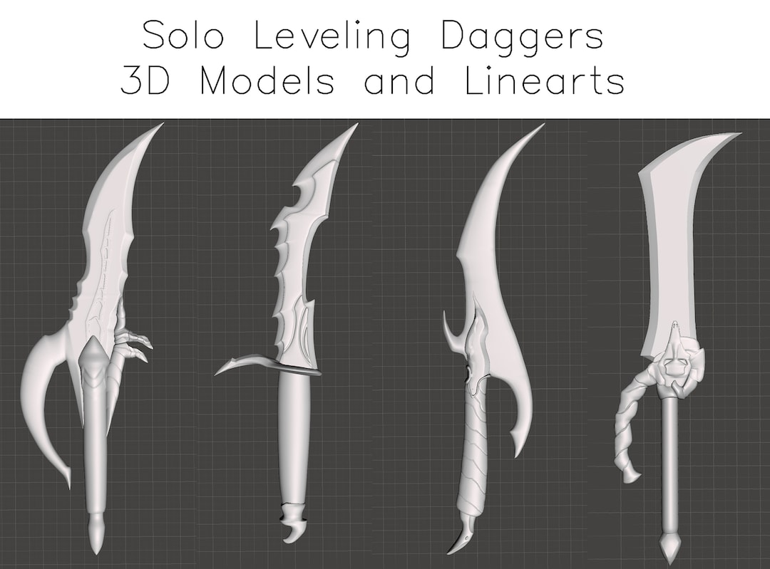 Solo Leveling Daggers - 3D Models and Linearts DIGITAL FILE - Etsy