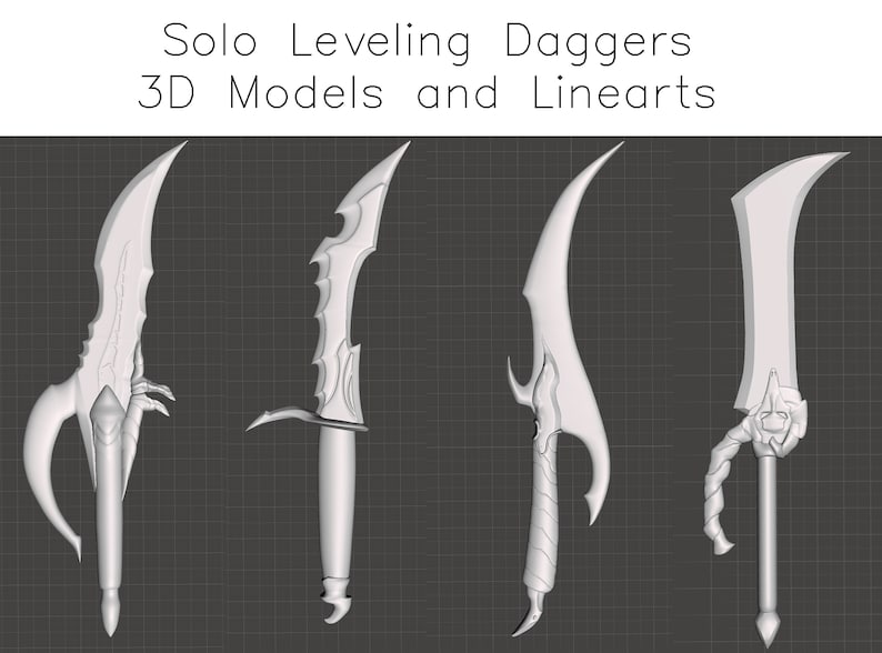 Solo Leveling Daggers - 3D Models and Linearts DIGITAL FILE - Etsy