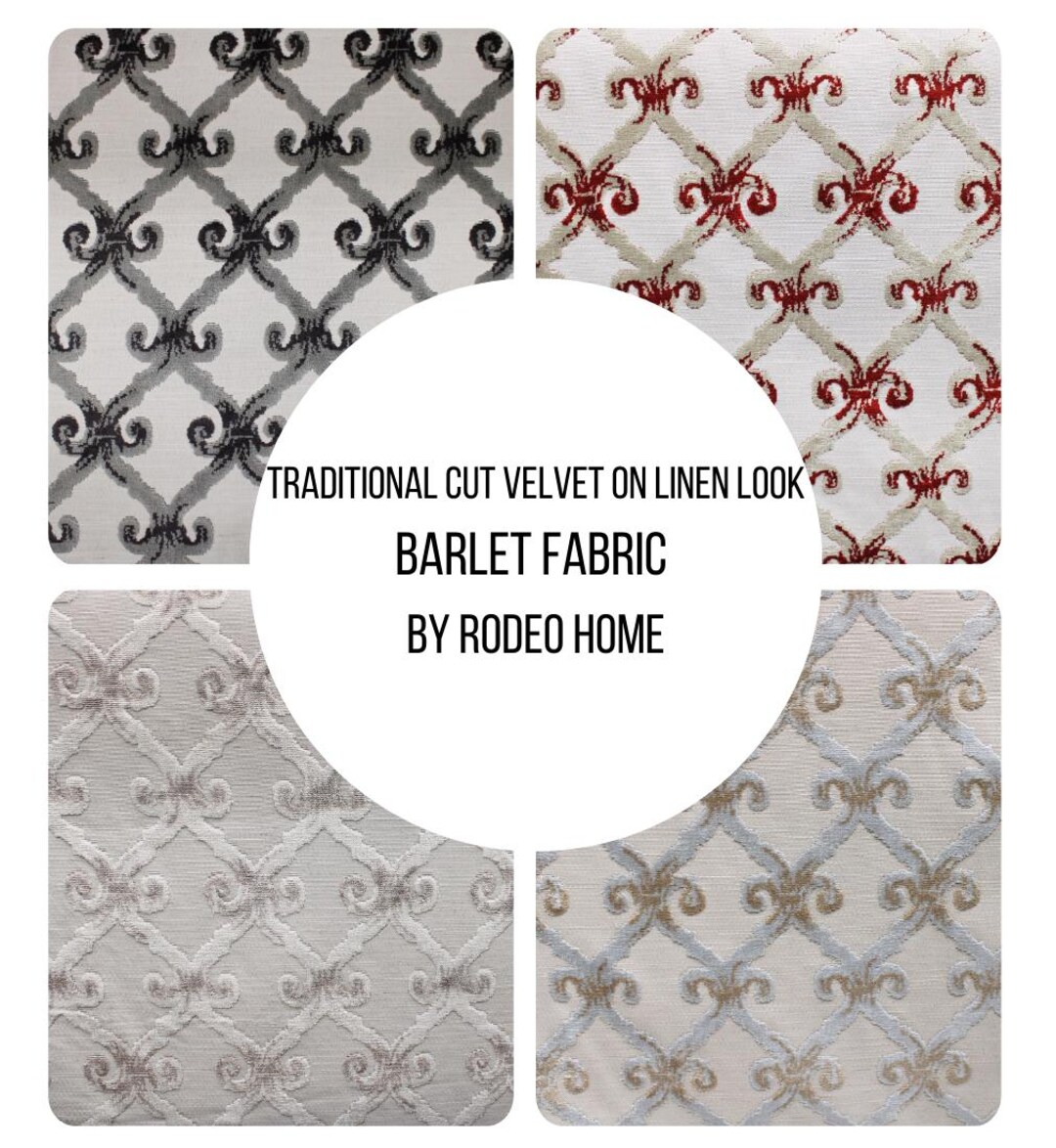 Barlet Fabric | Traditional Cut Velvet on Linen Look Fabric | Drapery ...