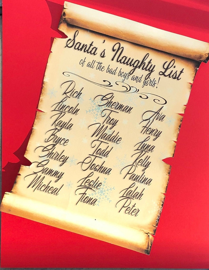 Santa's Naughty List Template Santa's Naughty List Template