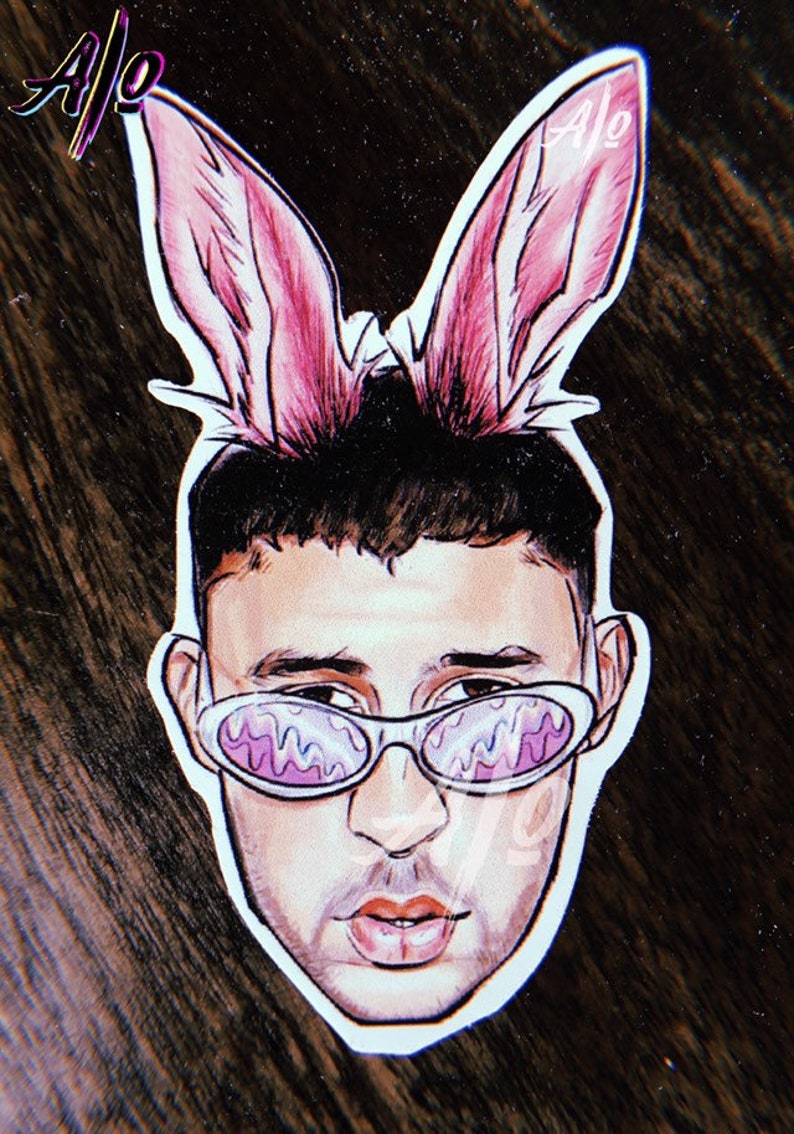 Bad Bunny Head with Ears Sticker | Etsy