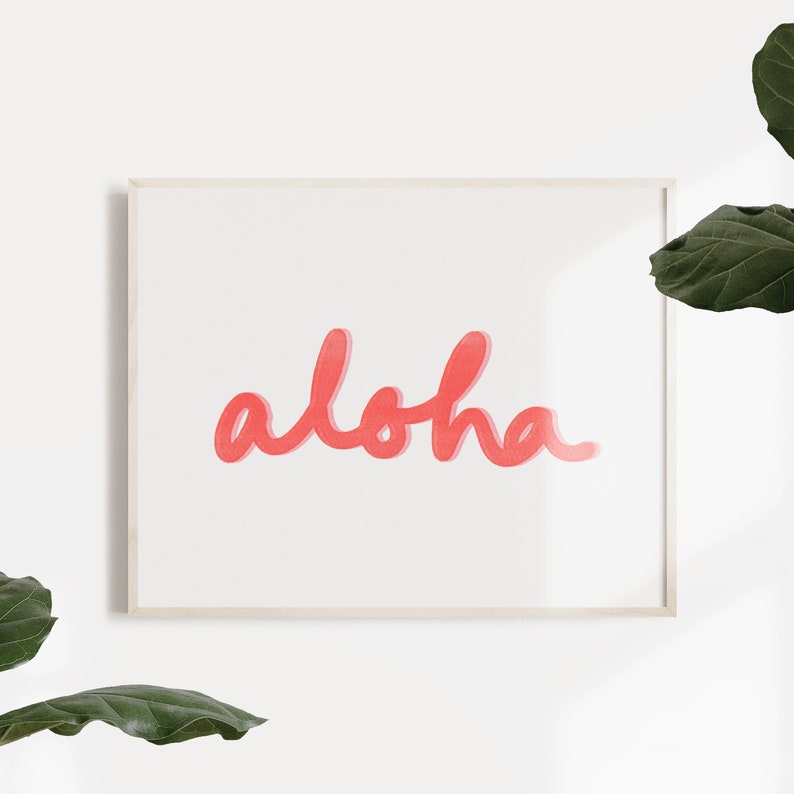 Aloha Watercolor Typography Wall Art Print - Etsy