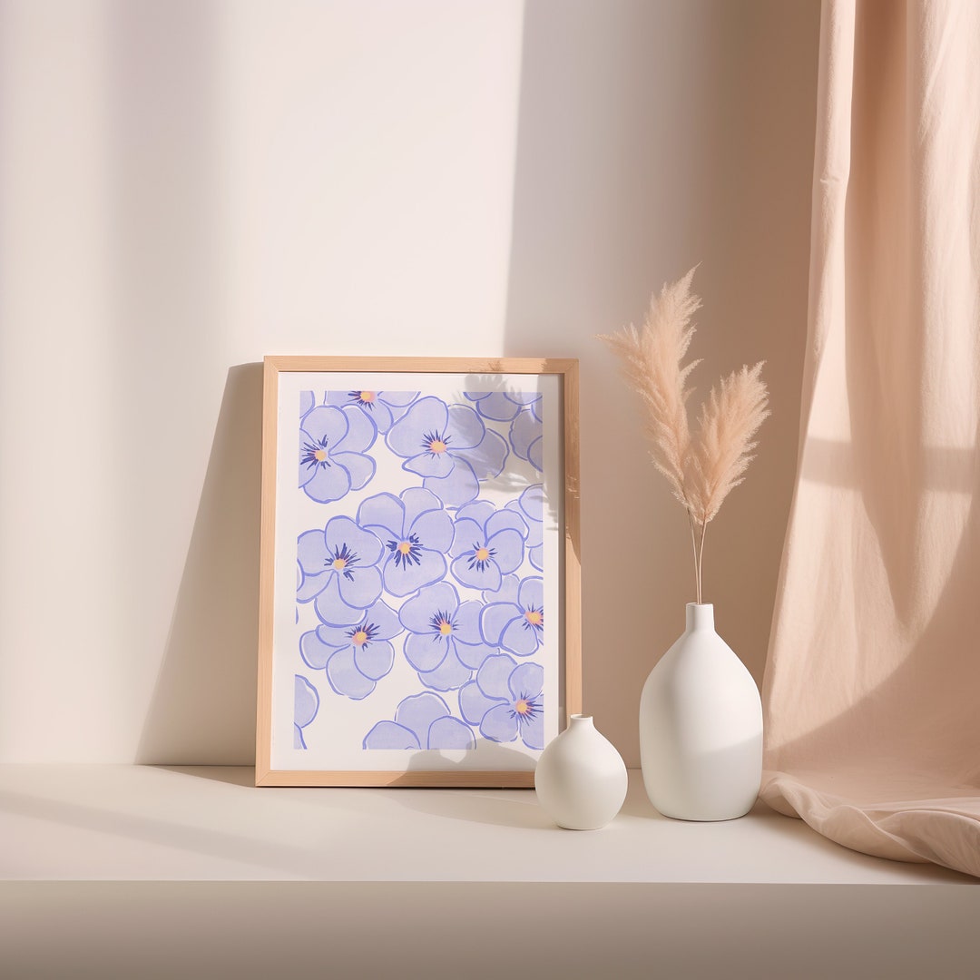 Violet Pansies Watercolor Wall Art Print - Etsy
