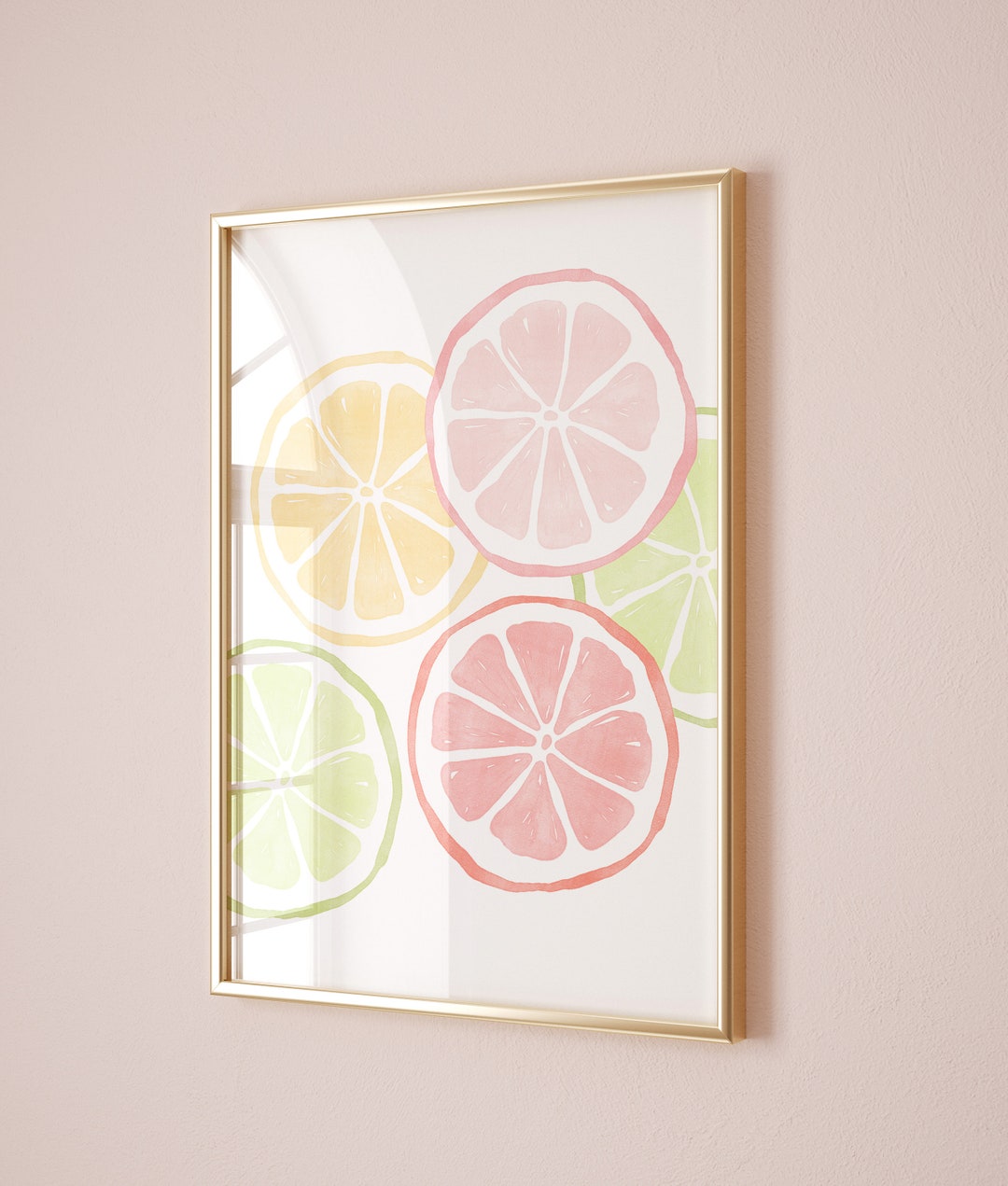 Blush Citrus Shuffle Watercolor Wall Art Print - Etsy
