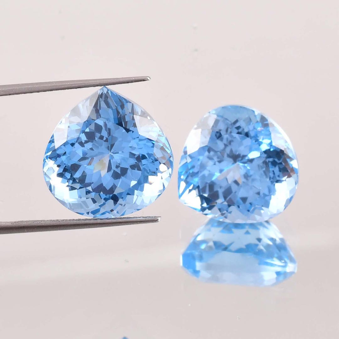 1 Pair Natural Flawless Namibia Jeremejevite Heart Cut Loose Gemstone ...