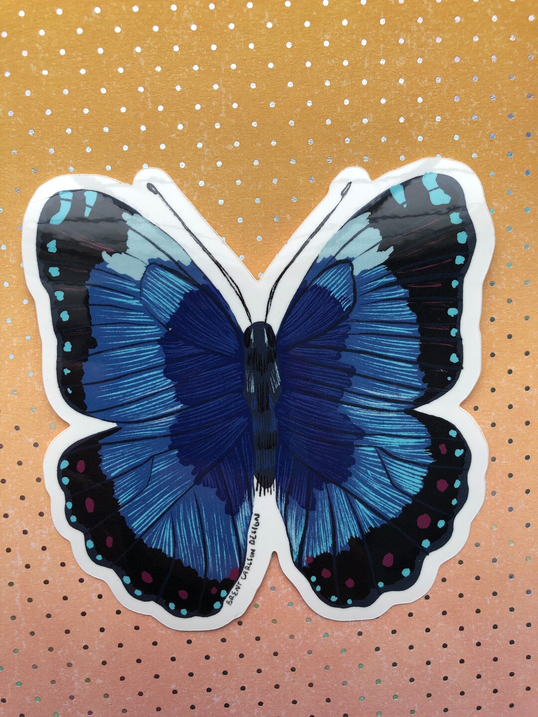 Blue Butterfly Vinyl Sticker - Etsy
