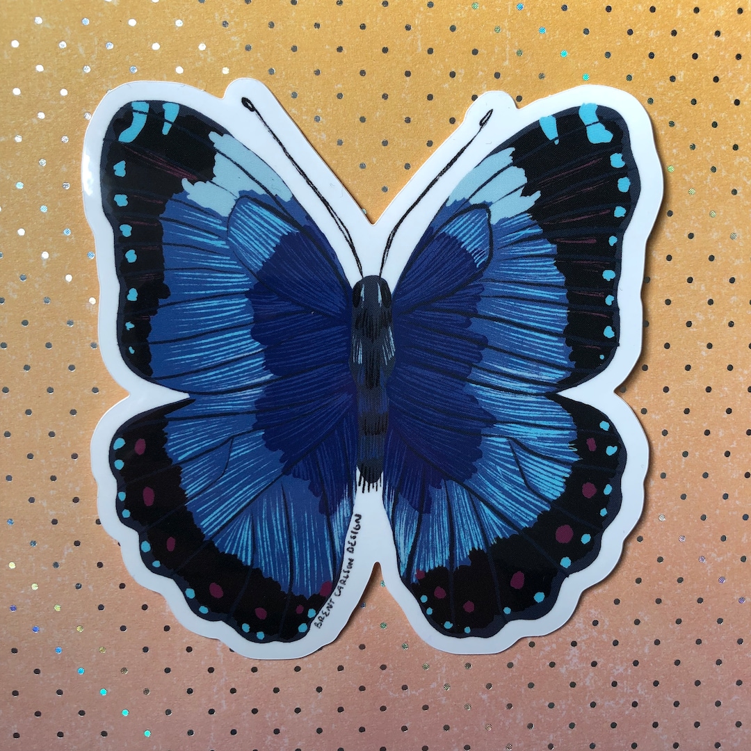 Blue Butterfly Vinyl Sticker - Etsy