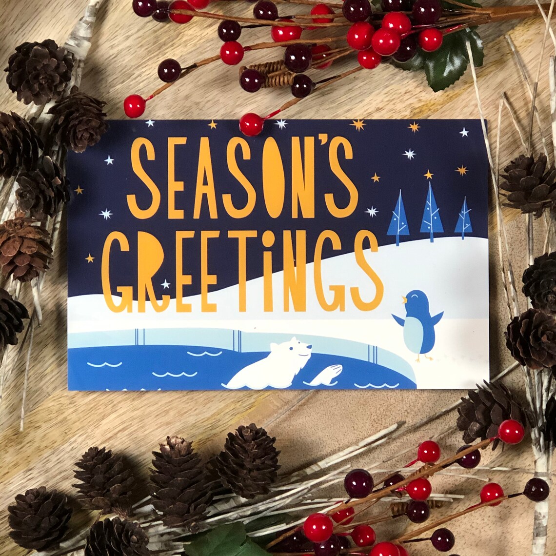 Seasons Greetings Greeting Card 3 Pack - Etsy New Zealand