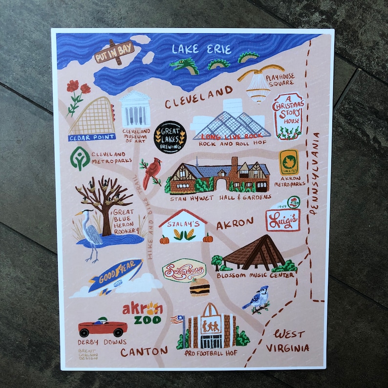 Northeast Ohio Map 8x10 Print - Etsy