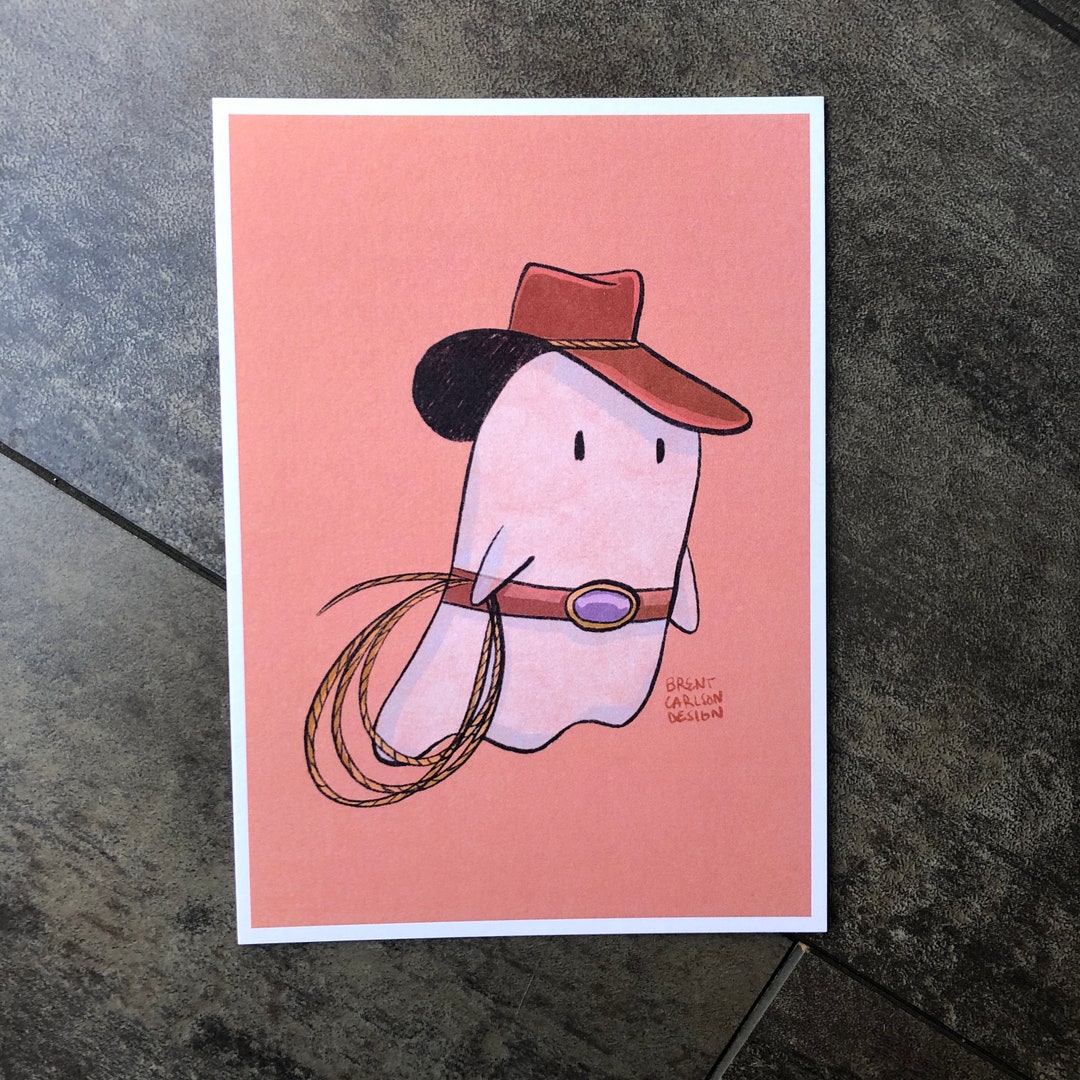 Cowboy Ghost Lasso Illustration 5x7 - Etsy