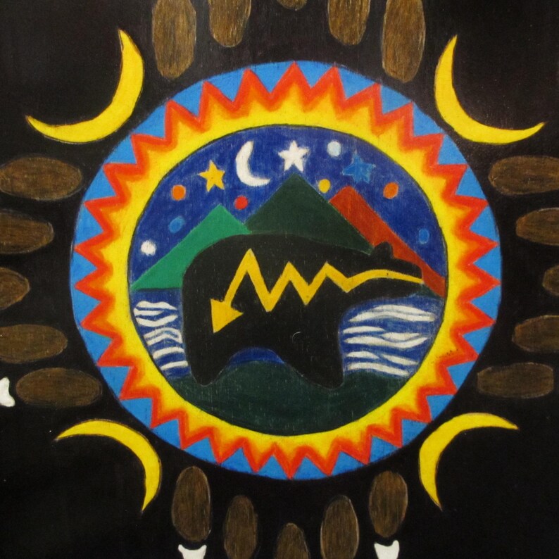 Native American Painting GOOD LUCK BEAR on Basswood, by Last Man ...