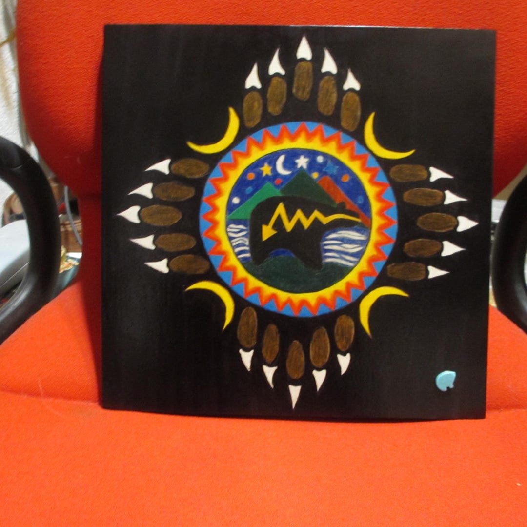 Native American Painting GOOD LUCK BEAR on Basswood, by Last Man ...