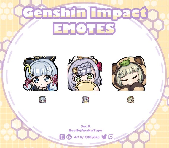 Ayaka Noelle and Sayu Genshin Impact Emotes Twitch | Etsy