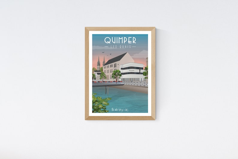 Poster Quimper the Quays Brittany A2 // Illustration Decoration Wall ...