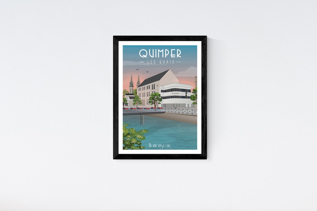 Poster Quimper the Quays Brittany A2 // Illustration Decoration Wall ...